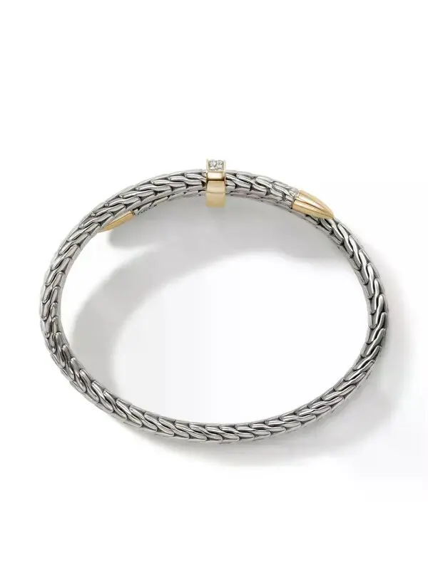 John Hardy Sterling And 14k Yellow Gold Spear Flex Diamond Bracelet - Silver