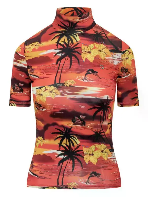 Coperni Tropical Print High Neck T-shirt
