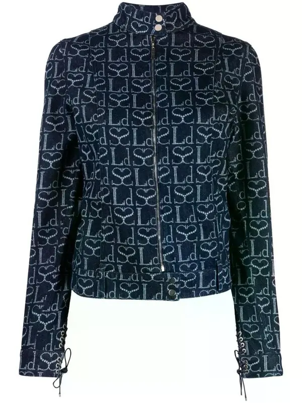 LUDOVIC DE SAINT SERNIN Monogram Print Denim Jacket - Blue