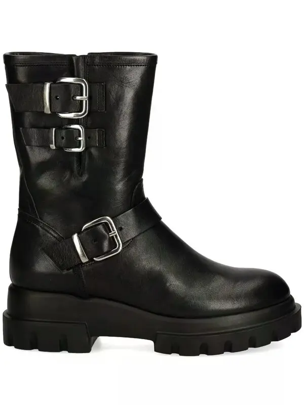 Agl Leather Buckled Boots