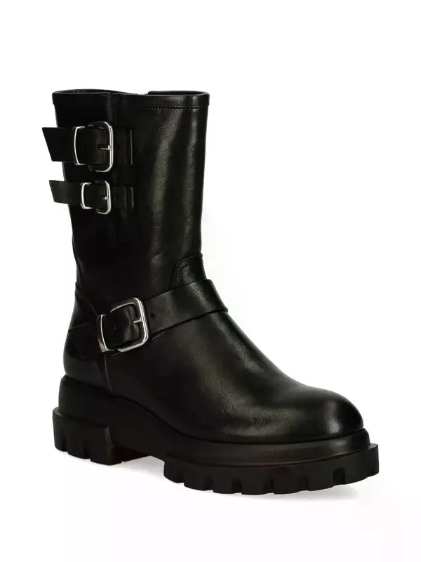 Agl Leather Buckled Boots