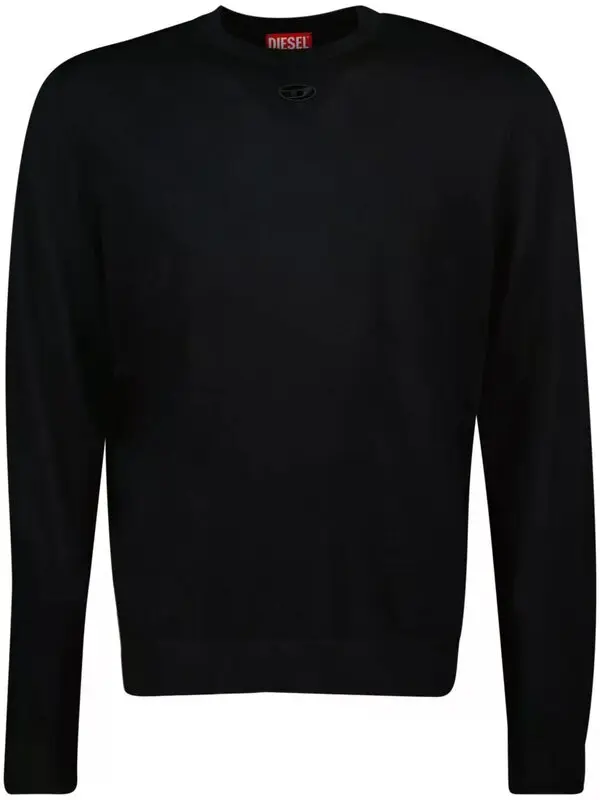 DIESEL® K-valiam Crew Neck Long Sleeve Sweatshirt With Cut-out Detailing And Logo Patch