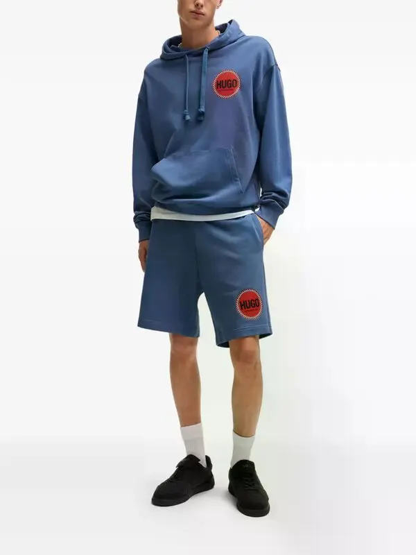 Hugo Logo-print Hoodie - Blue