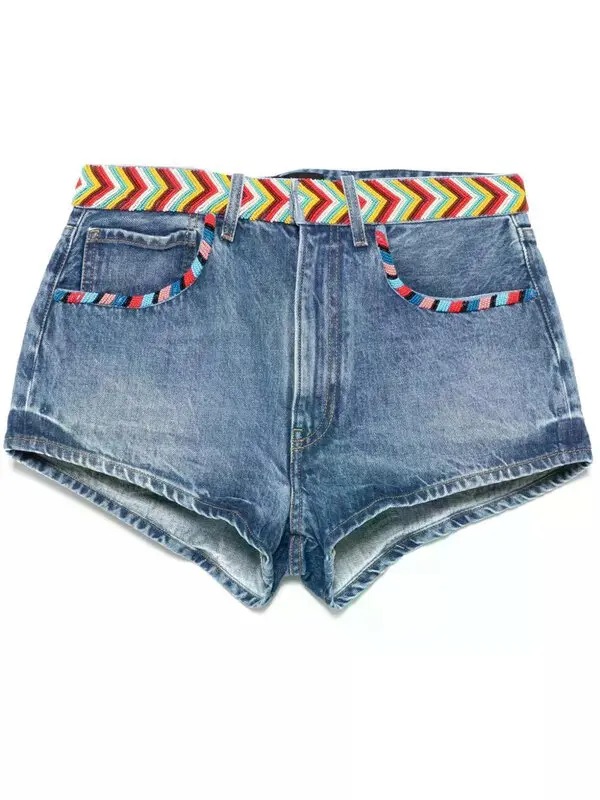 Alanui Embellished Denim Shorts - Blue