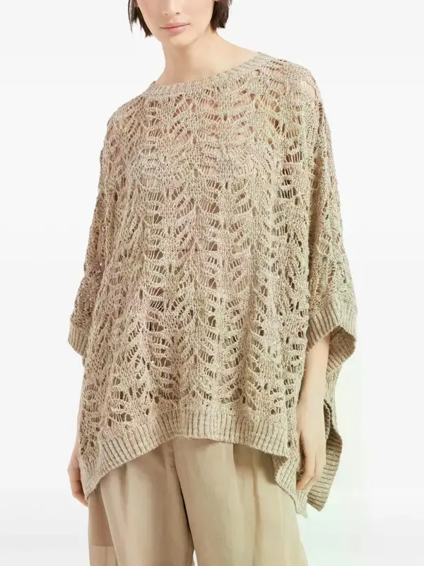 Brunello Cucinelli Foliage Lace Poncho