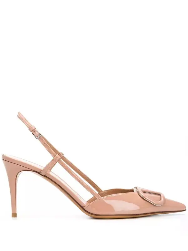 Valentino Garavani Patent Leather Vlogo Signature Slingback Pumps - Neutrals