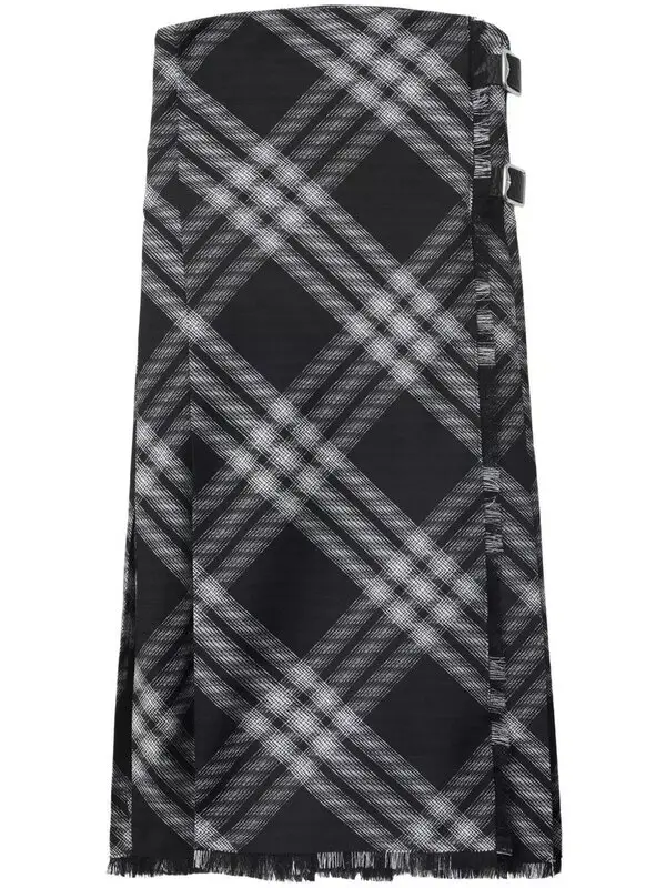 Burberry Checked Wool Wrap Mini Dress - Black