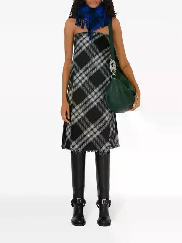 Burberry Checked Wool Wrap Mini Dress