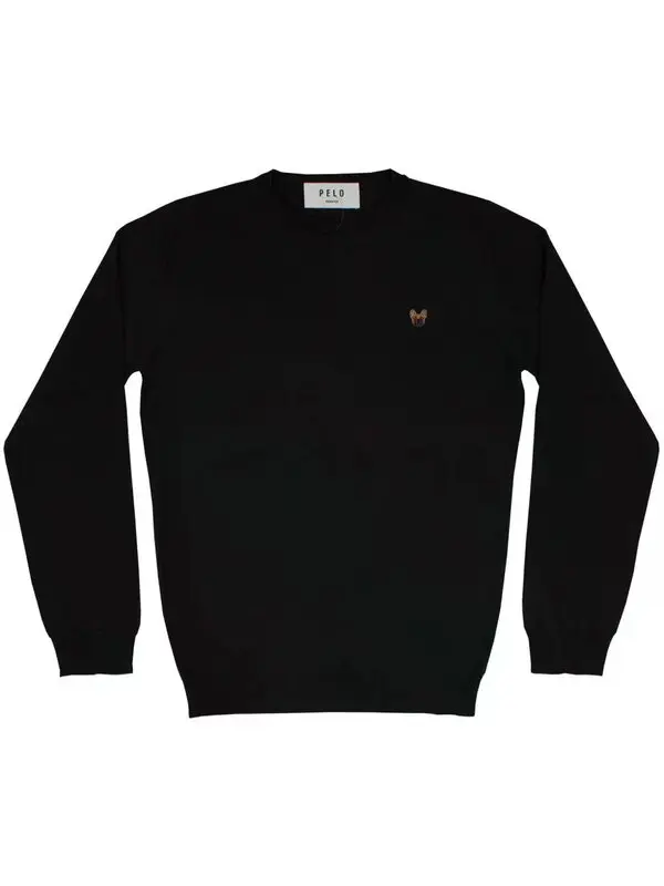 PELO FOUNDATION Dog Appliqué Crew Neck Jumper - Black