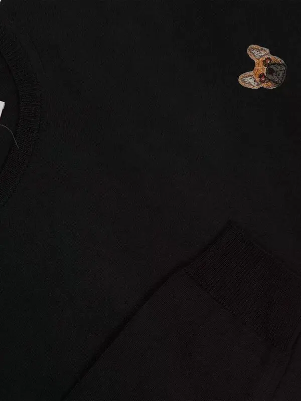 PELO FOUNDATION Dog Appliqué Crew Neck Jumper - Black