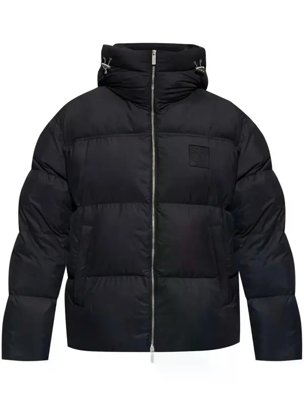 Off-White Puffer Jacket With Logo Patch