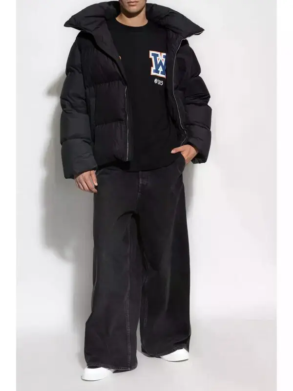 Off-White Puffer Jacket With Logo Patch
