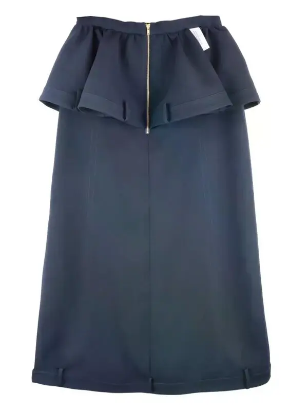 Rokh Peplum Midi Skirt With Buckle Detail