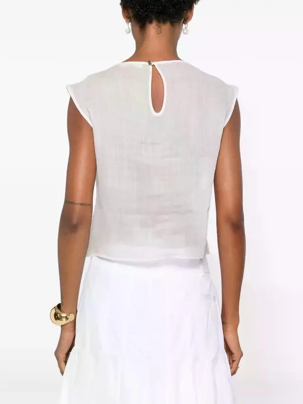 SLOWEAR Sleeveless Floral Appliqué Blouse