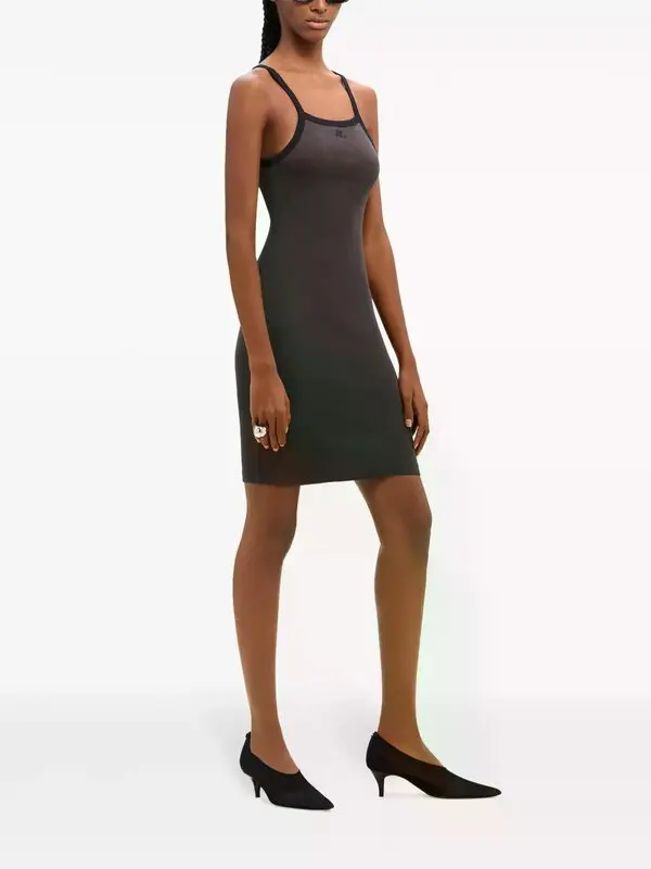 COURREGES Contrast-trim Cotton Mini Dress - Brown