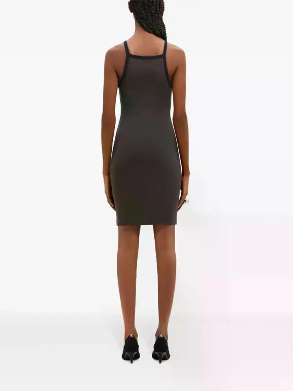 COURREGES Contrast-trim Cotton Mini Dress - Brown