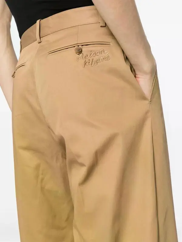 Maison Kitsuné Mid-rise Straight-leg Cotton Trousers