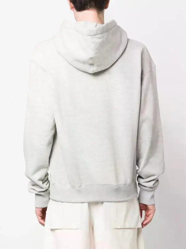 JIL SANDER Logo Print Cotton Hoodie - Grey