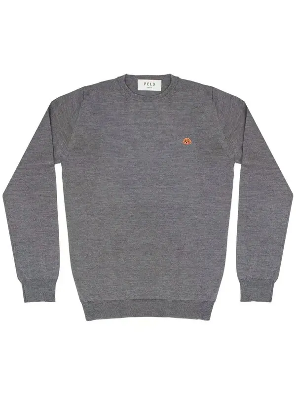 PELO FOUNDATION Appliqué Dog Merino Wool Jumper - Grey
