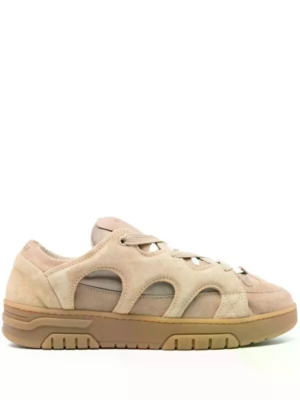 SANTHA Suede Panelled Sneakers - Neutrals