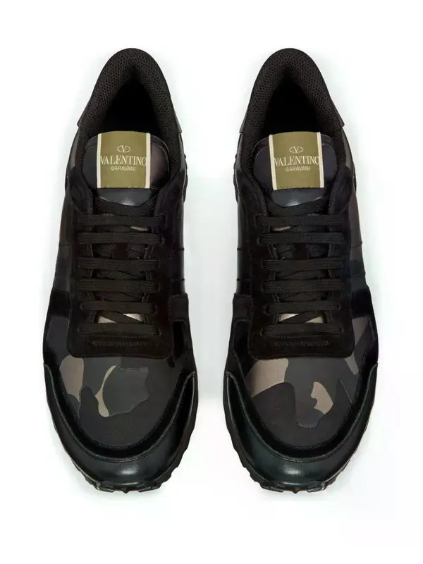 Valentino Garavani Rockrunner Camouflage Noir Metallic Sneakers