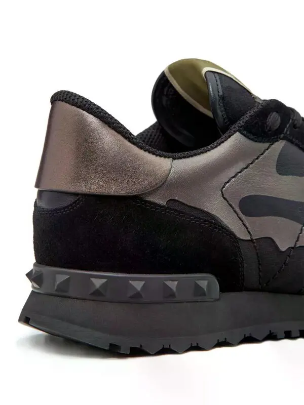 Valentino Garavani Rockrunner Camouflage Noir Metallic Sneakers