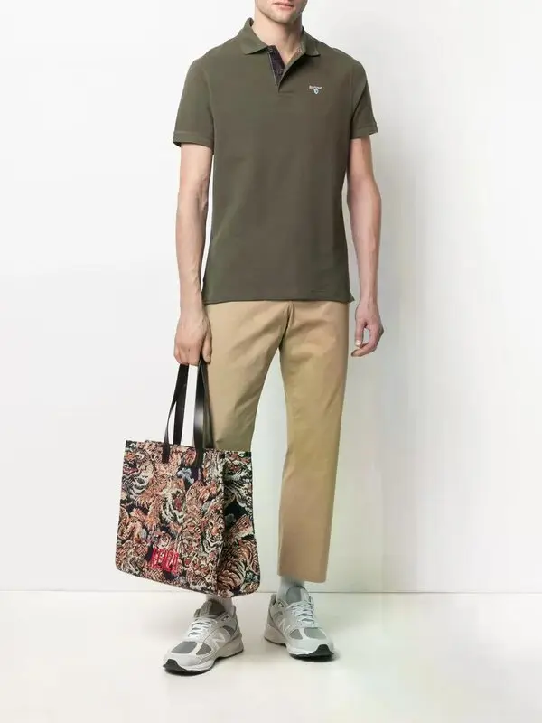 Barbour Tartan-trim Embroidered-logo Polo Shirt