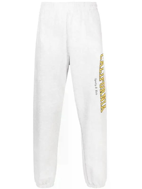 SPORTY & RICH California Text Print Cotton Blend Joggers
