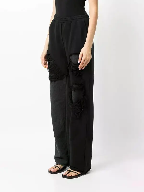Goen.j Distressed Layered Wide-leg Trousers