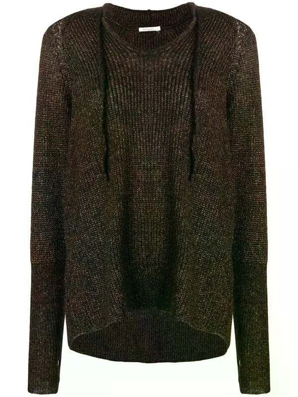 MES DEMOISELLES Bronze Metallic Knitted Hoodie