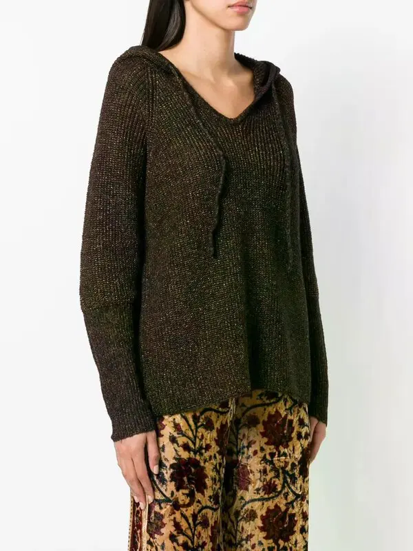 MES DEMOISELLES Bronze Metallic Knitted Hoodie