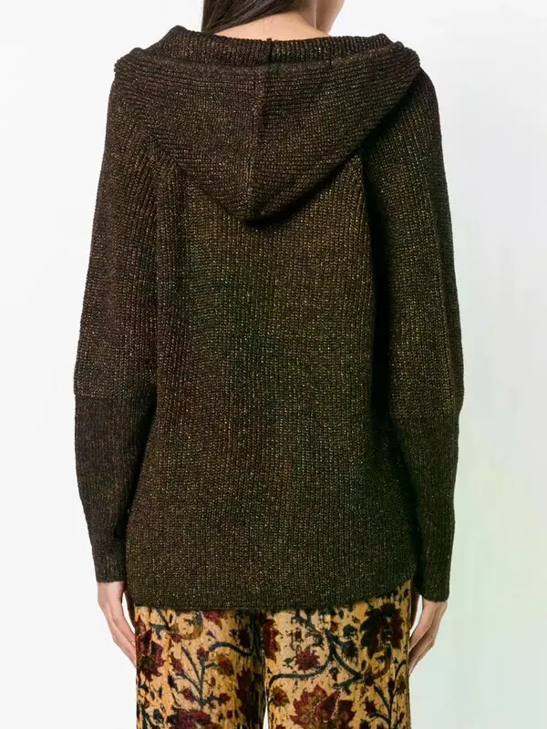 MES DEMOISELLES Bronze Metallic Knitted Hoodie