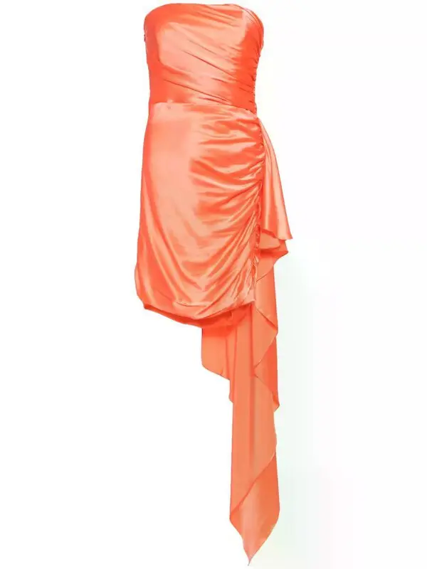 Michelle Mason Strapless Gathered Silk Mini Dress - Orange