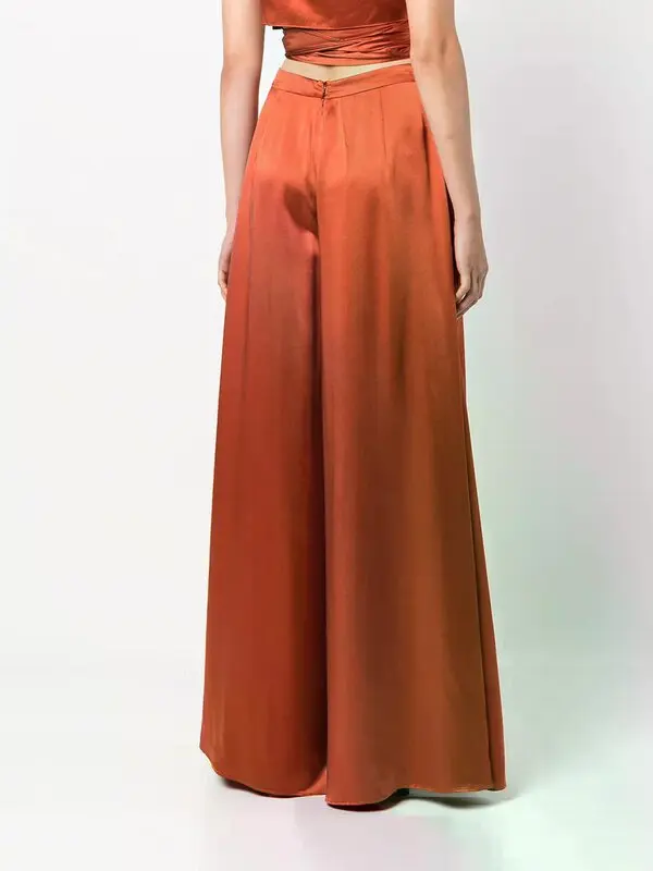 Voz High-waisted Wide-leg Silk Trousers - Red