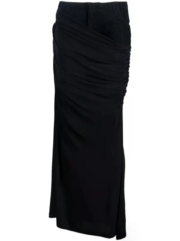 Christopher Esber Wrapped Denim-trim Maxi Skirt - Blue