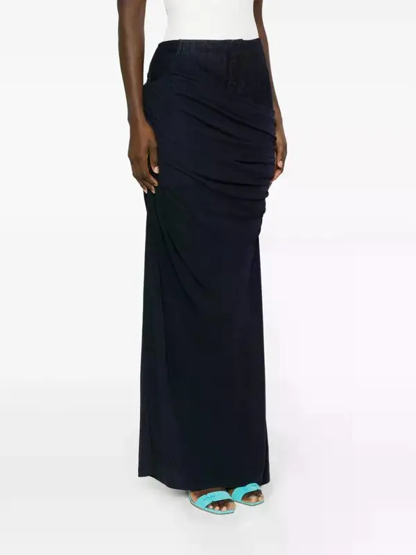 Christopher Esber Wrapped Denim-trim Maxi Skirt