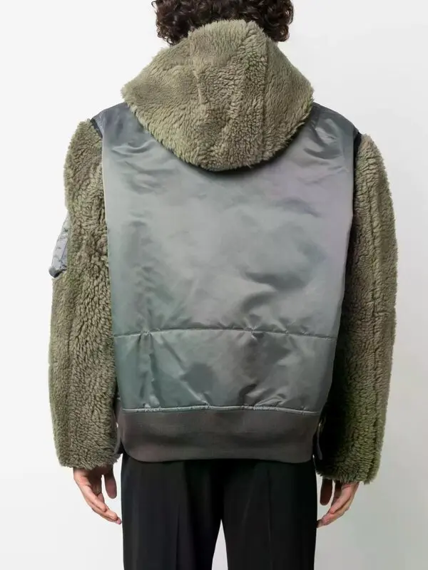 Sacai Colour-block Zip-up Hooded Jacket - Grey