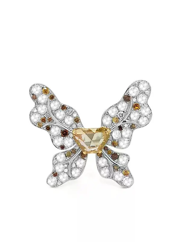 HYT JEWELRY 18k White Gold Butterfly Diamond Ring - Silver