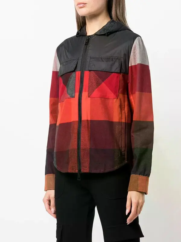 Aztech Mountain Hooded Checked Zip-up Jacket - Orange