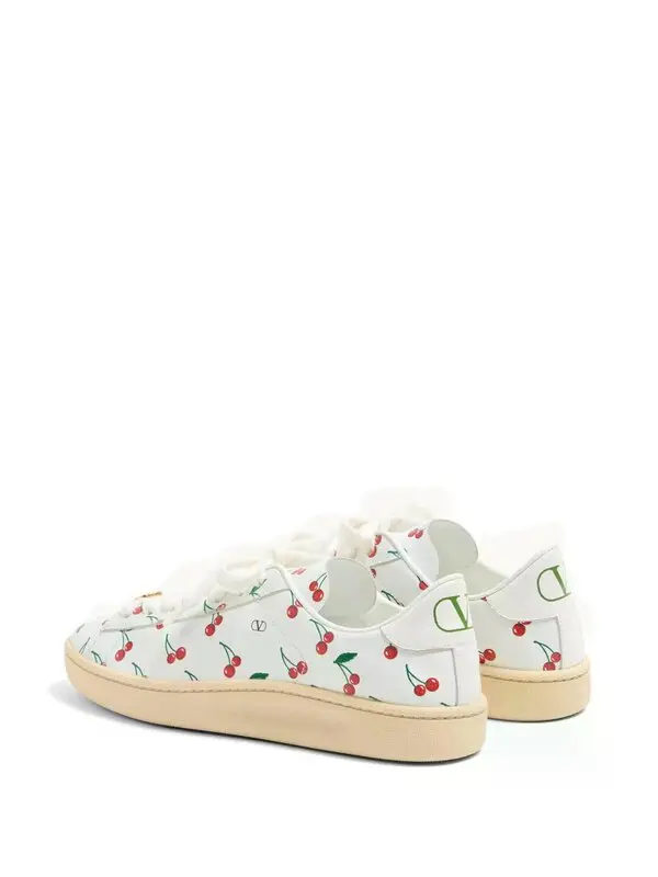 Valentino Garavani Royco Cherryfic Pattern Nappa Calfskin Sneakers - White