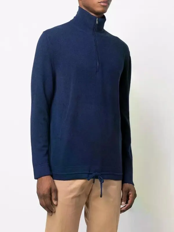 Malo Zip-placket Pullover - Blue