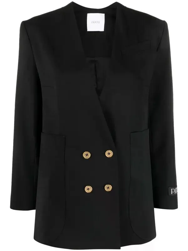 PATOU Collarless Double-breasted Blazer