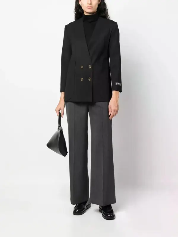 PATOU Collarless Double-breasted Blazer