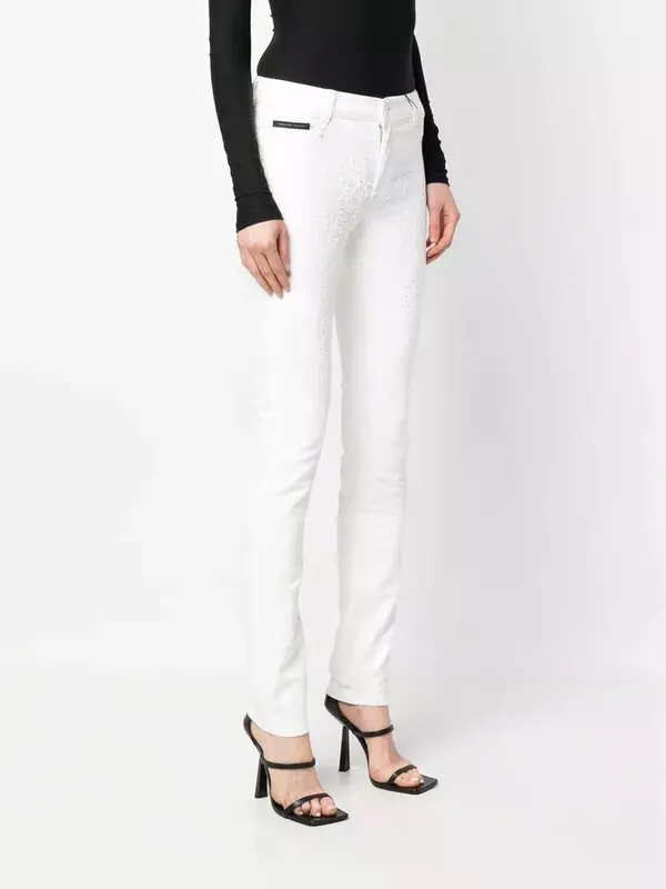 Philipp Plein Crackle-textured Denim Leggings