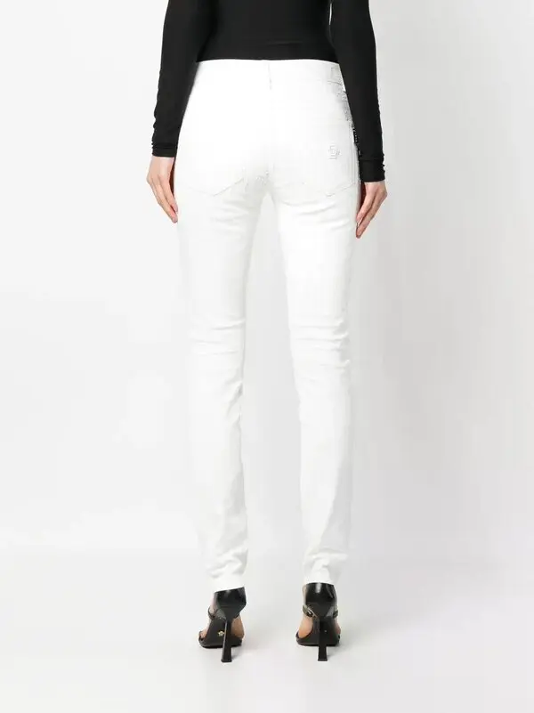 Philipp Plein Crackle-textured Denim Leggings