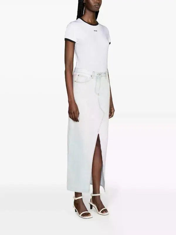MSGM Distressed Denim Maxi Skirt