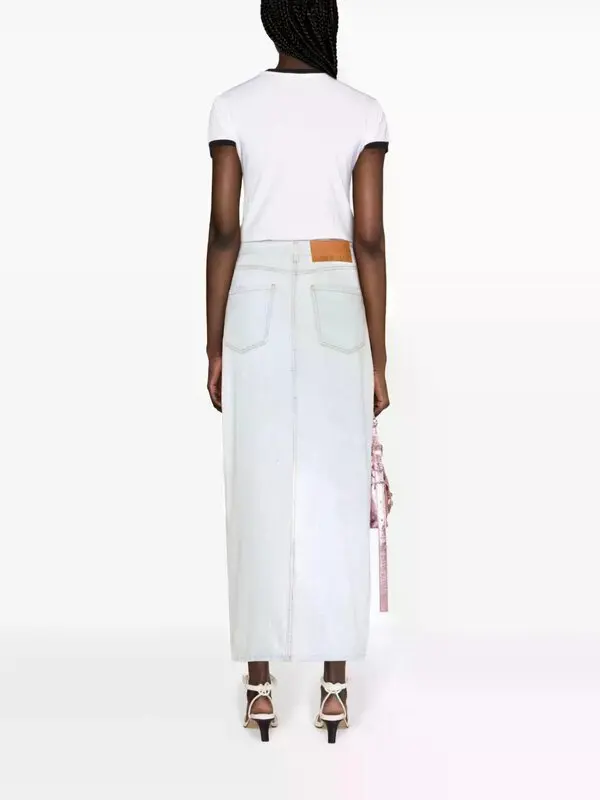 MSGM Distressed Denim Maxi Skirt