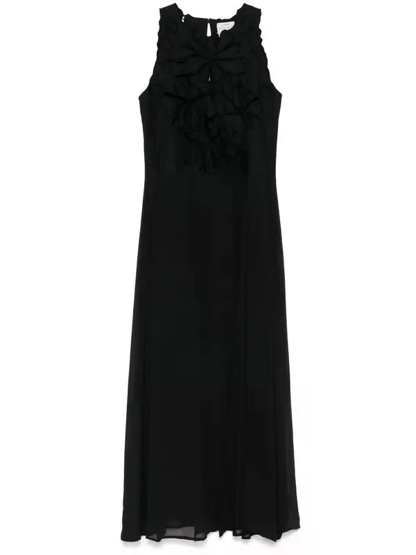 FORTE_FORTE Floral-embroidered Maxi Dress - Black