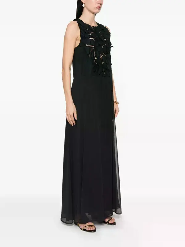 FORTE_FORTE Sleeveless Floral Embroidery Maxi Dress - Black