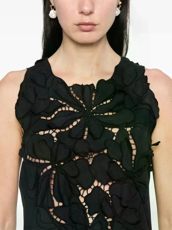 FORTE_FORTE Sleeveless Floral Embroidery Maxi Dress - Black